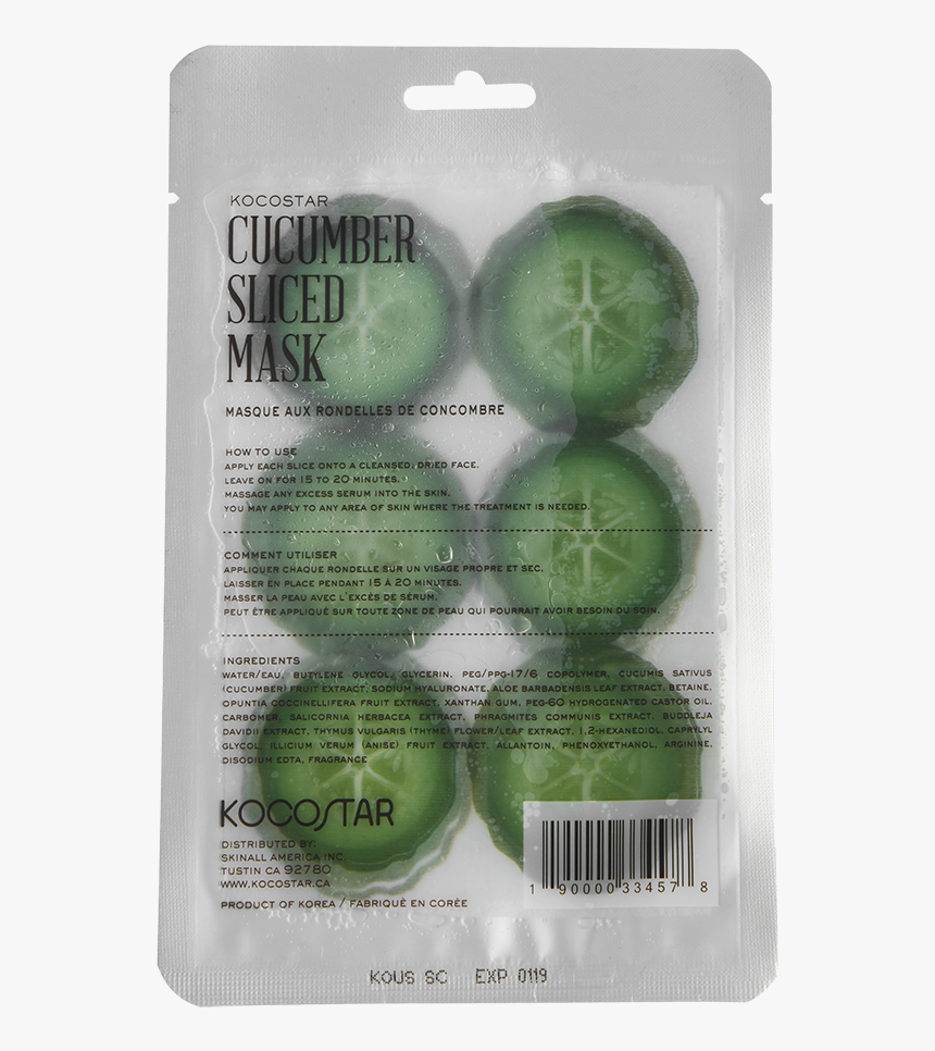 Therapy Sliced Mask Cucumber - Kocostar Cucumber Slice Mask, HD Png ...