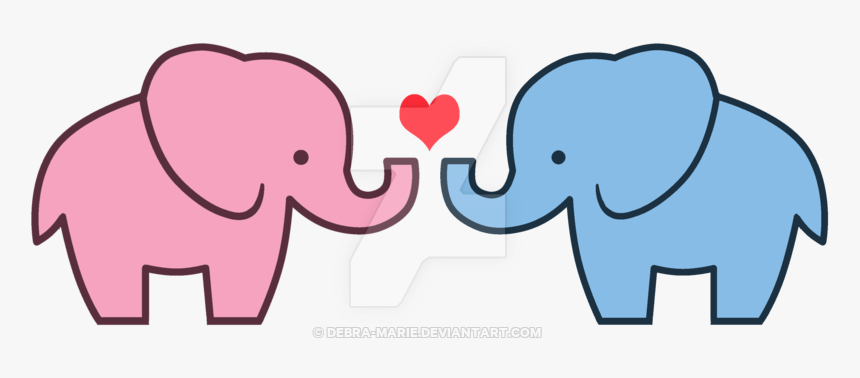 Elephants In Love Drawing - 2 Elephants In Love Cartoon, HD Png ...