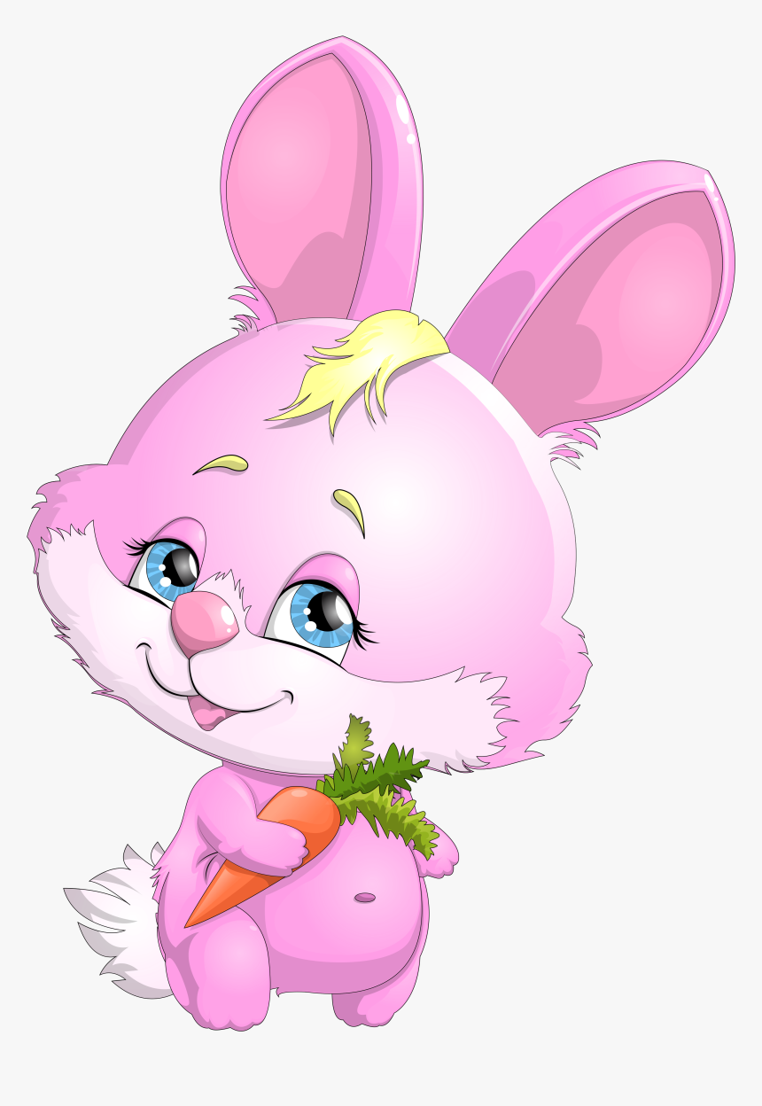 Cute Pink Bunny With Carrot Png Clipart Picture - Cute Pink Rabbit ...