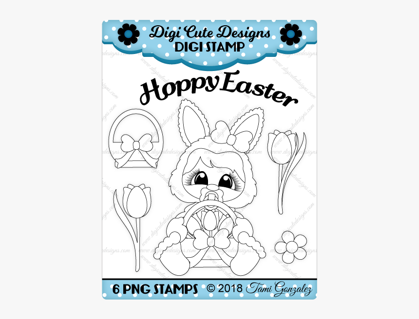 Easter Baby Bunny Digi Stamp-easter, Bunny, Flower, - Independence Day ...