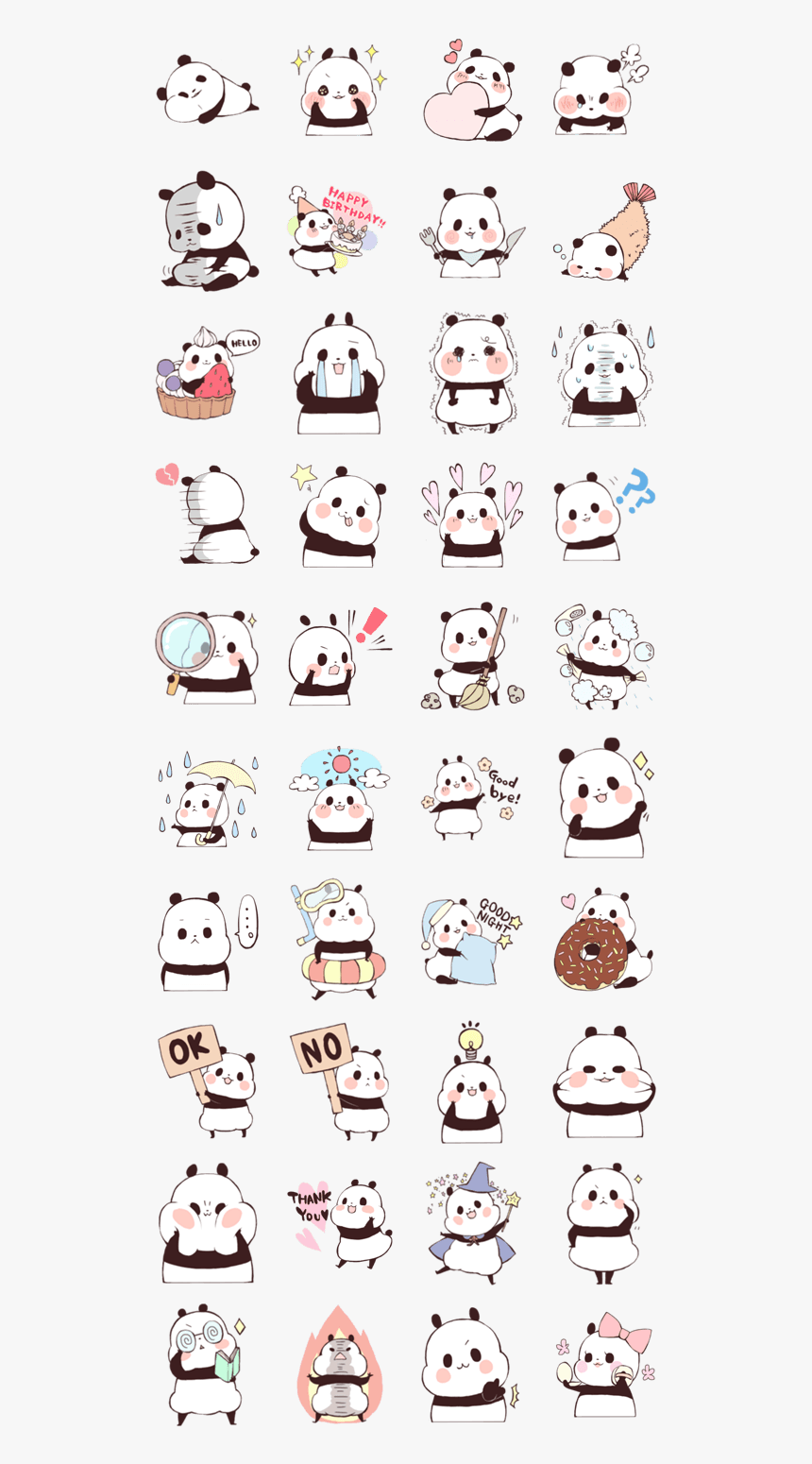 Line Sticker Panda Character, Cute Fat Kawaii - Line Sticker Cute, HD ...
