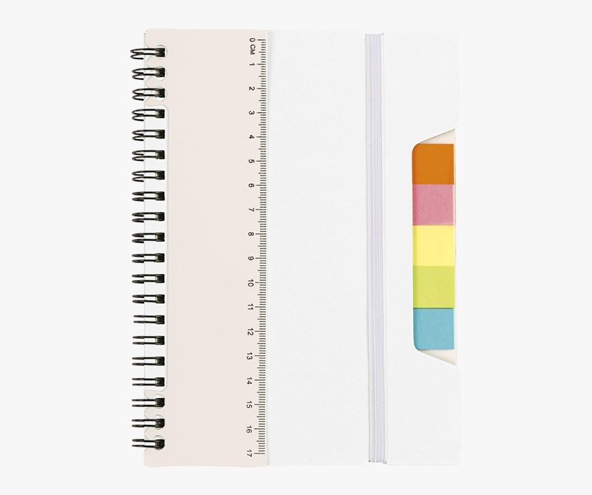 A5 Notebook With Sticky Notes And Ruler White - Paper, HD Png Download ...