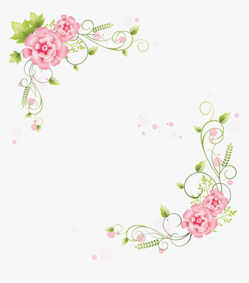 Pink Flower Corner Border, HD Png Download , Transparent Png Image ...