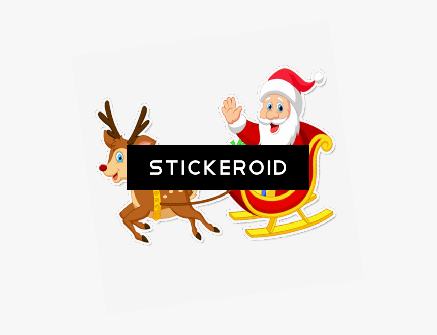 Rudolph Pulling Santa S Sleigh , Png Download - Santa Claus With Sleigh ...