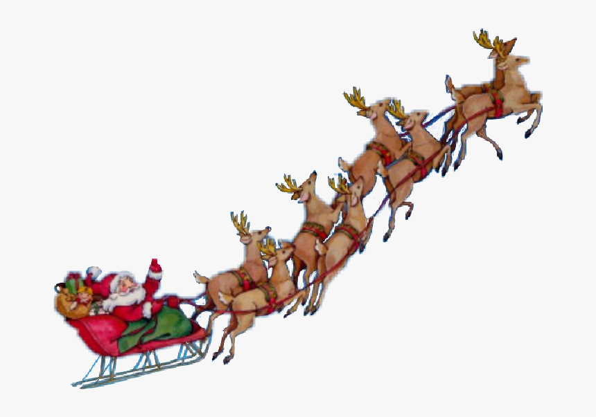 Santa Sleigh Flying Reindeer, HD Png Download , Transparent Png Image ...