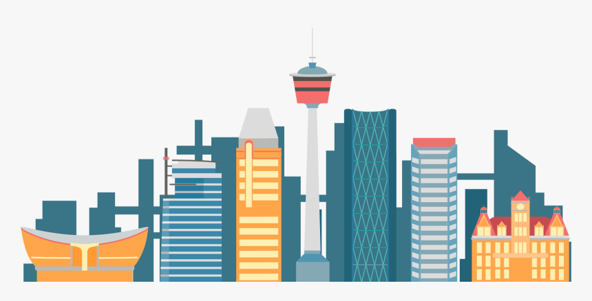 A Vector Illustration Of Calgary, Ab Downtown Skyline - Skyscraper, HD ...
