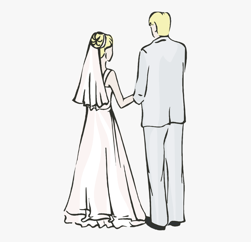 Back Of Bride And Groom , Png Download - Line Art, Transparent Png ...