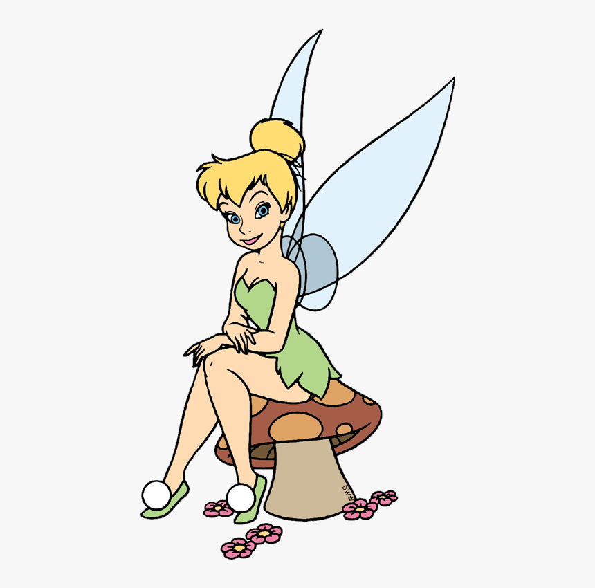 Tinkerbell Sitting On A Mushroom, HD Png Download , Transparent Png ...
