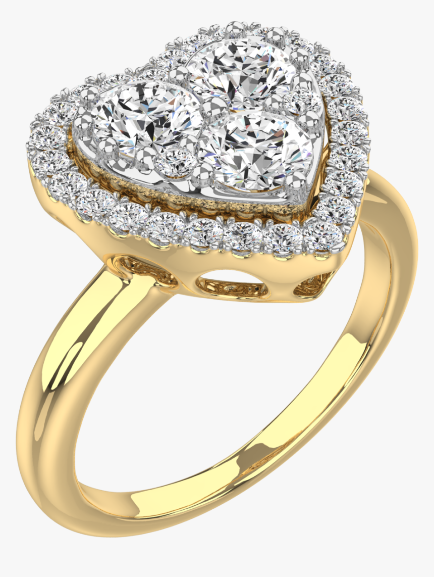 Heart Ring Gold Wirh Diamond, HD Png Download , Transparent Png Image ...