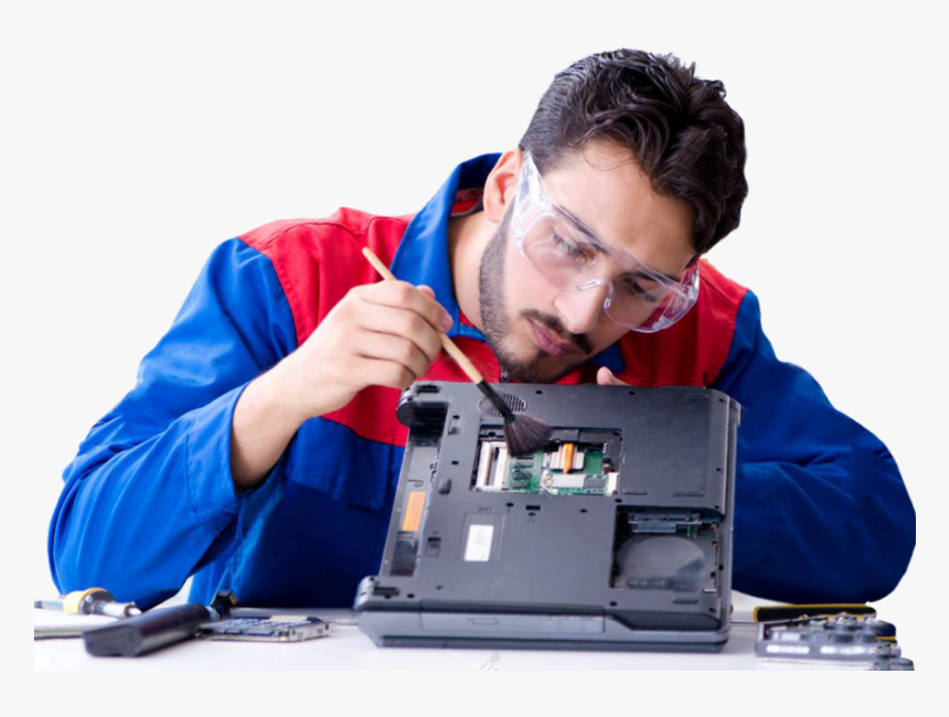 Repairman Working In Technical Fixing Laptop - Laptop Repairman, HD Png ...
