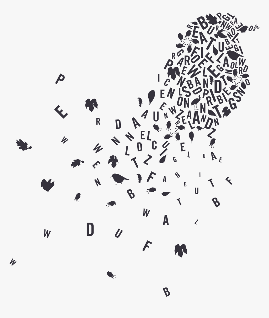 Lucid Word-based Bird Illustration - New Zealand Design, HD Png ...
