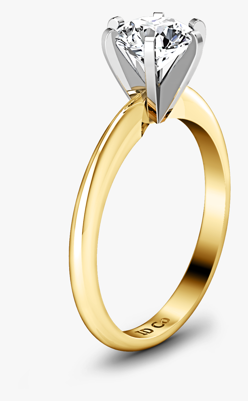 Yellow Gold 6 Prong Solitaire, HD Png Download , Transparent Png Image ...
