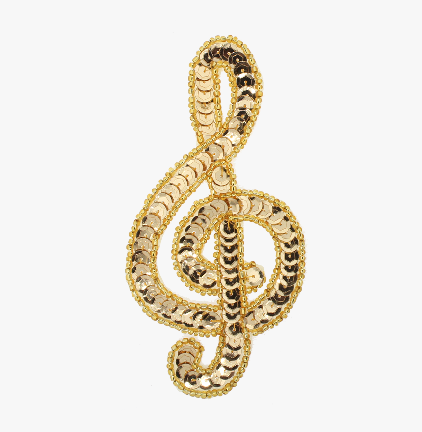 Music Note Clef Beaded & Sequin Applique - Locket, HD Png Download ...