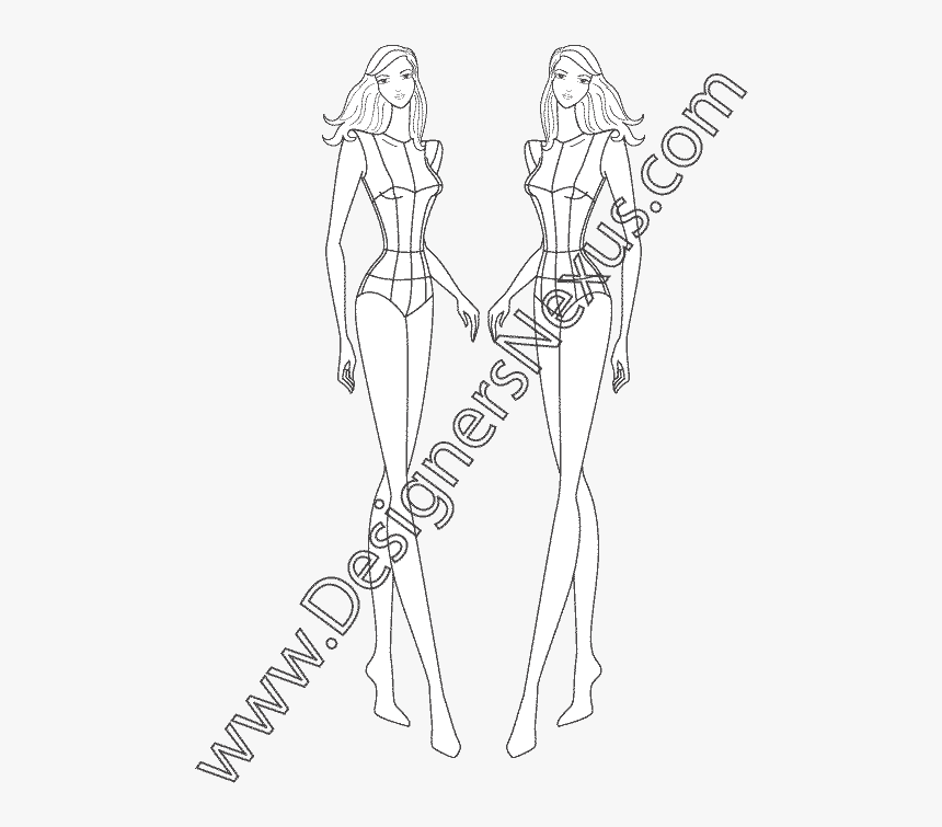 Fashion Illustration Back Poses, HD Png Download , Transparent Png ...