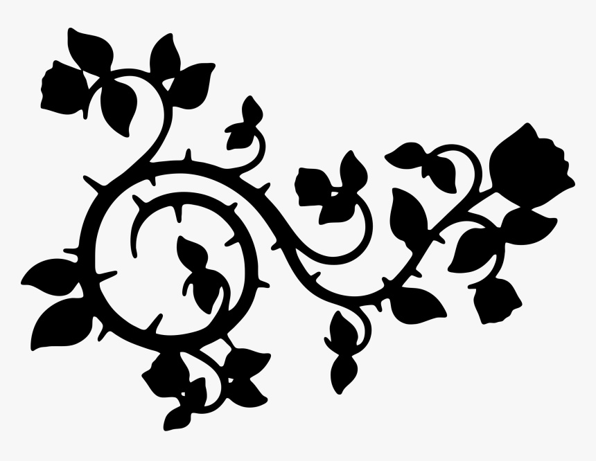 Roses And Vines Silhouette Clip Arts - Rose Silhouette Png, Transparent ...
