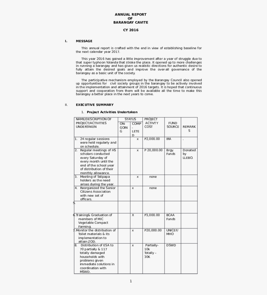 Barangay Annual Accomplishment Report