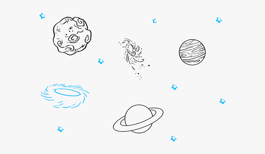 How To Draw Space And Planets - Draw Space Step By Step, HD Png ...