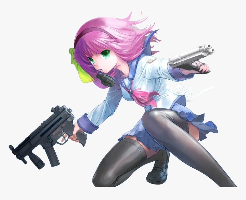 Anime Girl With Gun Png, Transparent Png , Transparent Png Image - PNGitem