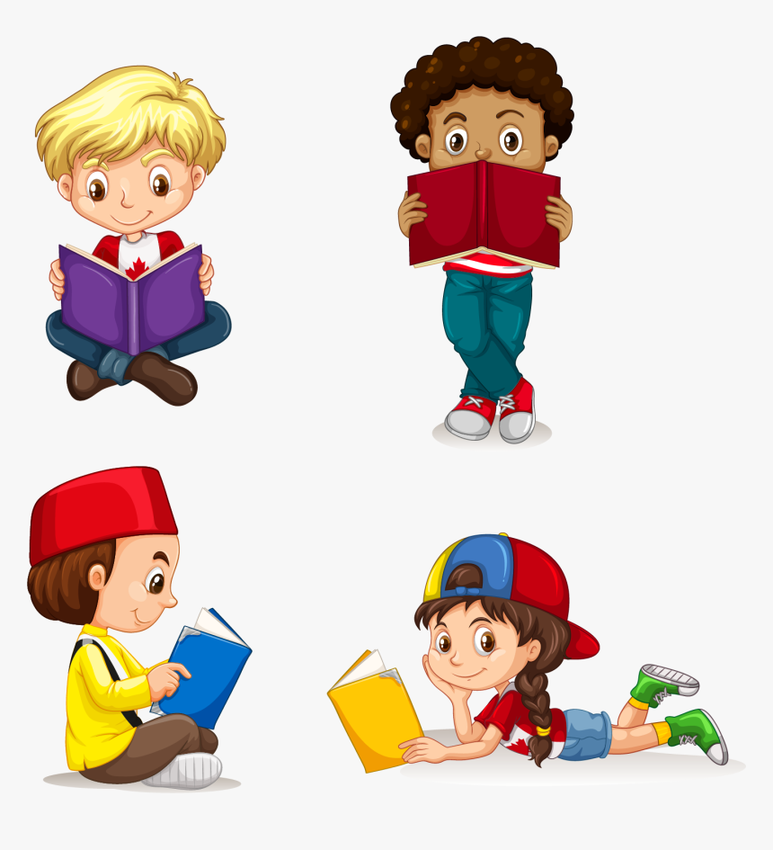 Child Clip Art - Kids Reading Vector, HD Png Download , Transparent Png ...