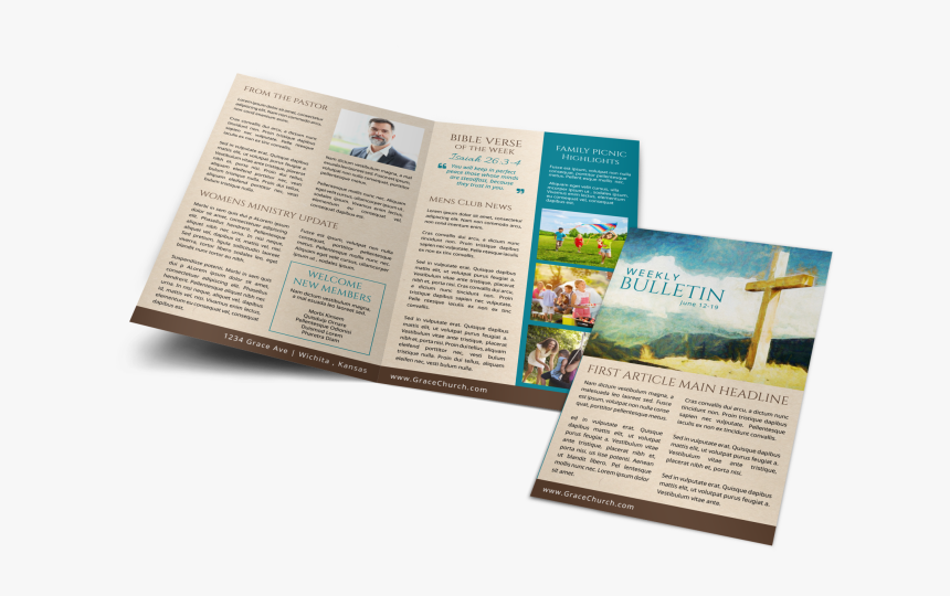 Classic Church Bulletin Template Preview - Flyer, HD Png Download ...