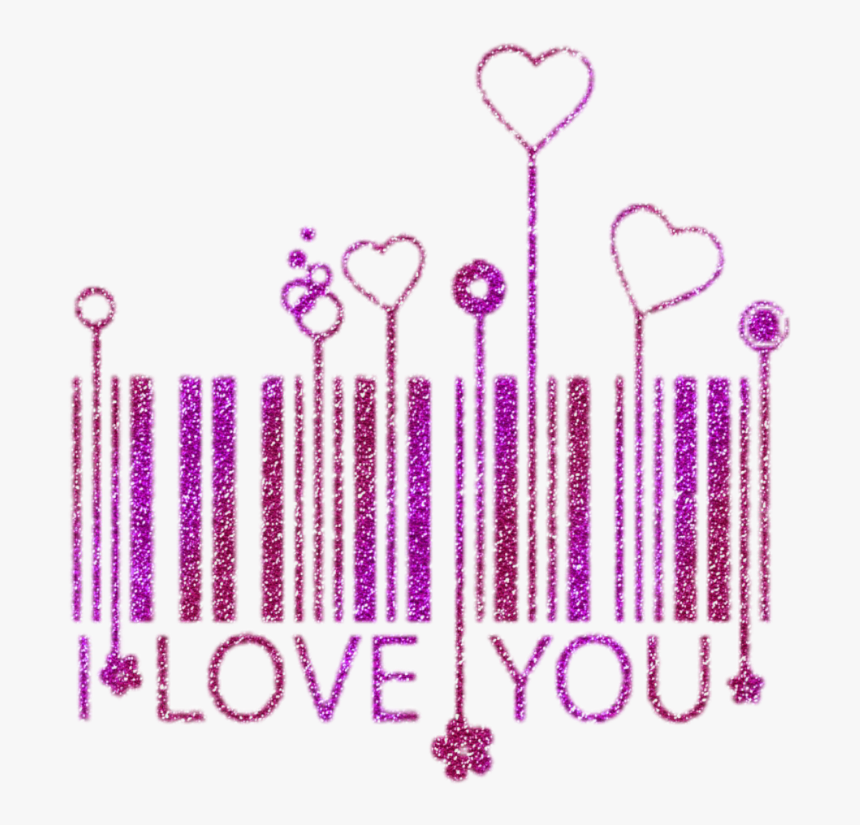 #iloveyou #barcode #glitter - Love Barcode, HD Png Download ...