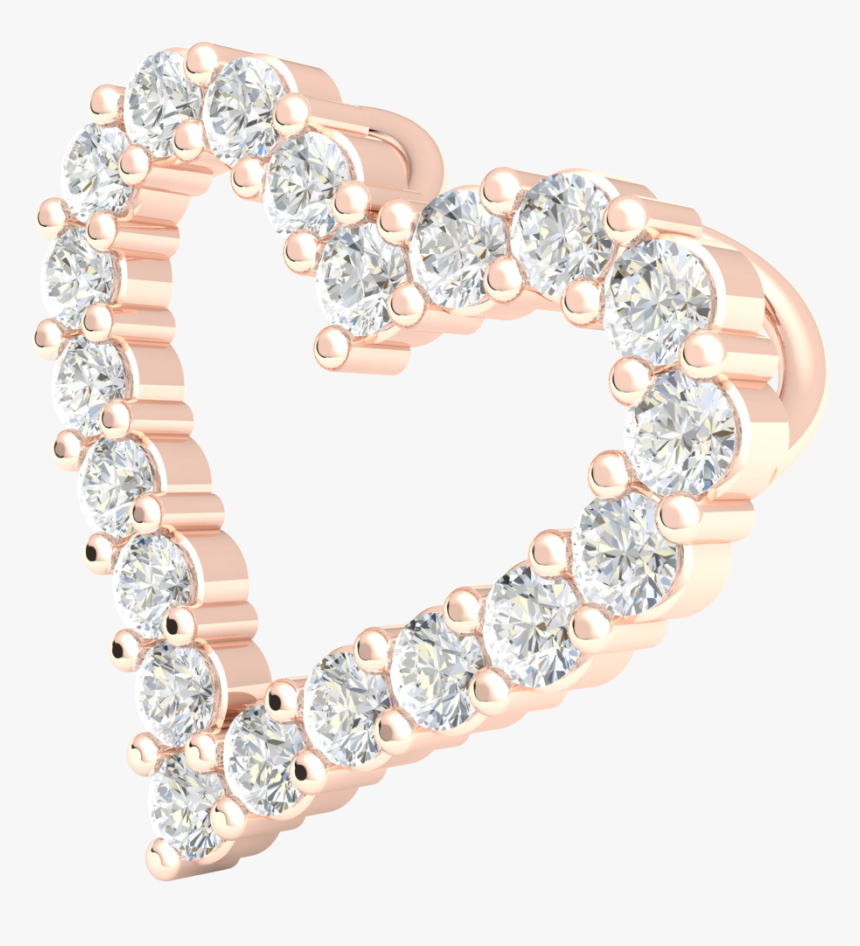 1 2ct Round Real Diamond Pave Heart Pendant For Women - Heart, HD Png ...