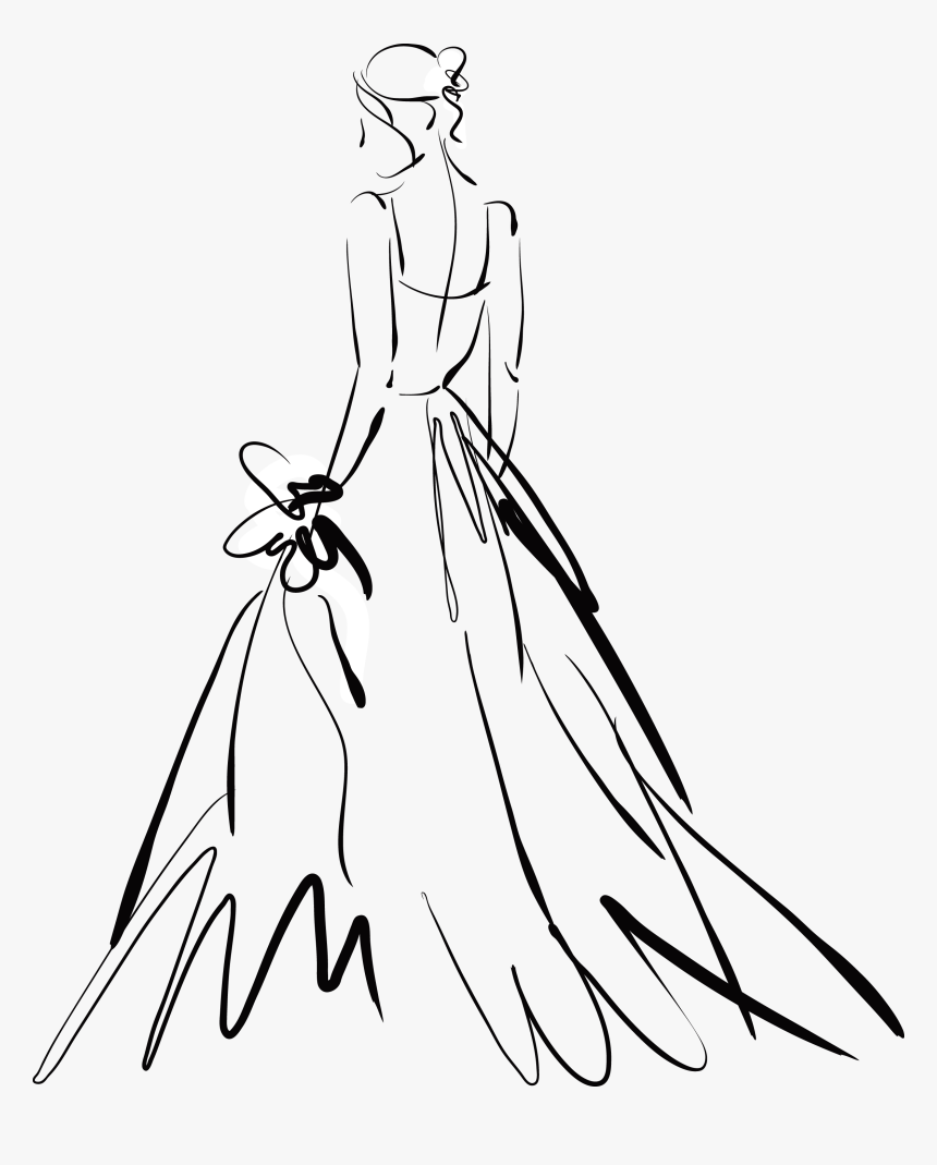 Drawing Dresses Line - Dress Drawing From The Back, HD Png Download ...