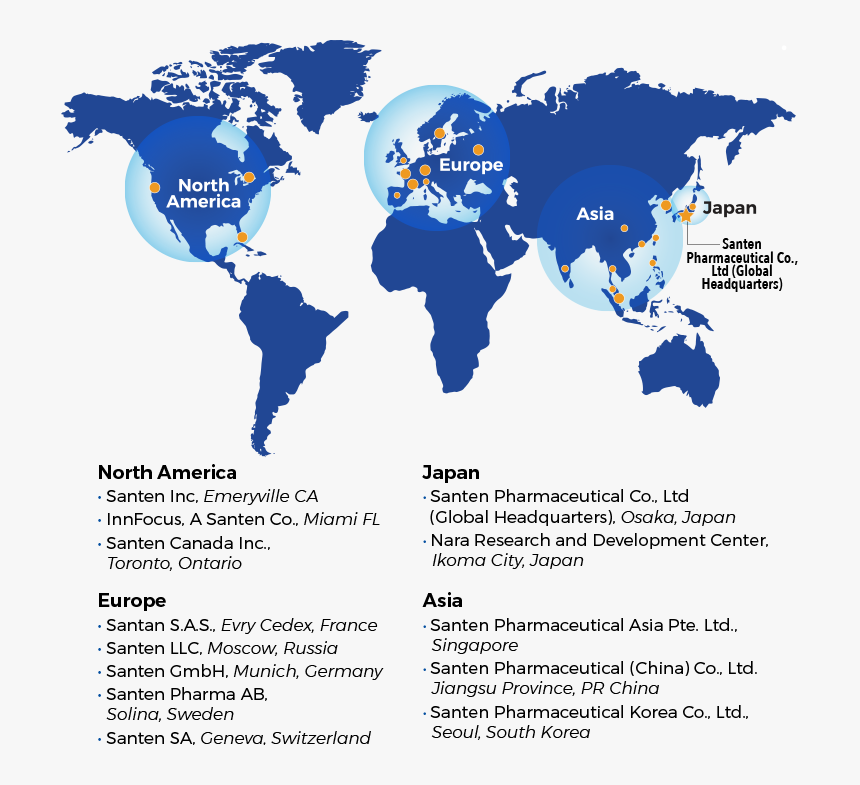 World Map Showing Global Ophthalmic Operations In Over - World Map ...