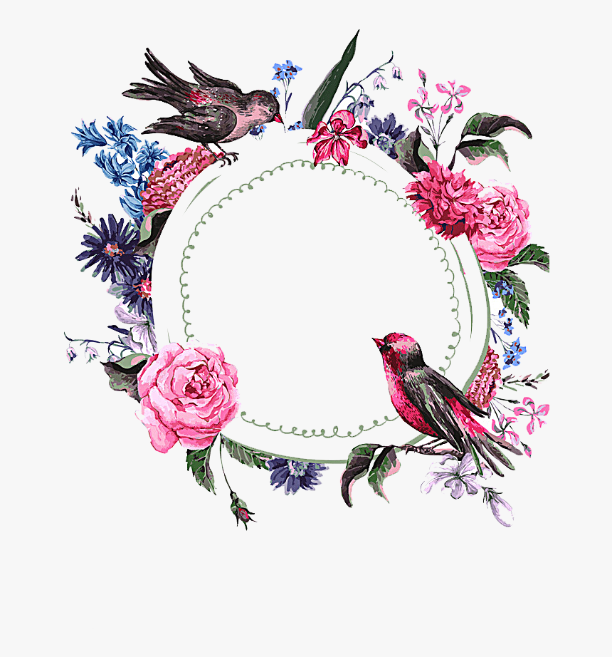 Floral Frame Png - Transparent Flower And Bird Border, Png Download ...