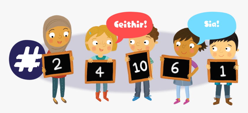 Group Of Children Holding Numbers - Working With Number Cartoon Png ...