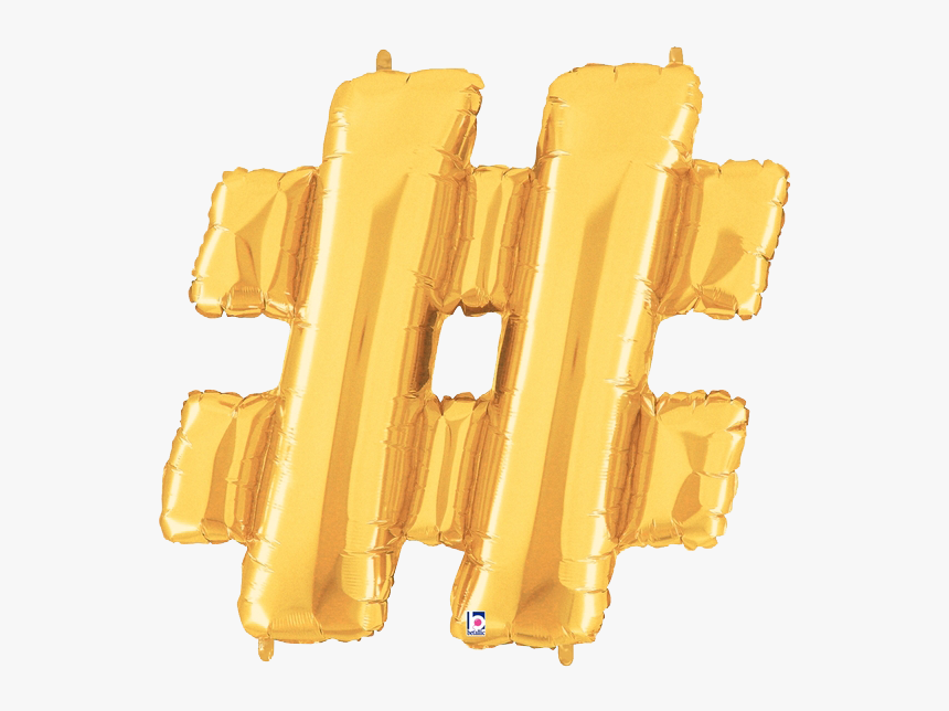Gold Hashtag Foil Balloon Letters - Symbol Hashtag Foil Balloon, HD Png ...