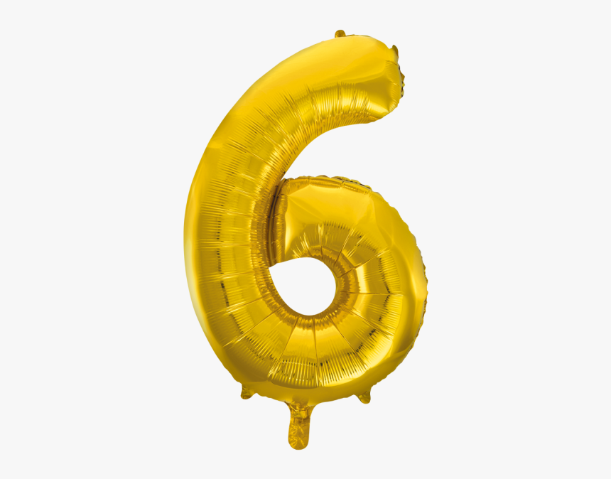 6, - Number 6 Balloons Png Gold Transparent, Png Download , Transparent ...