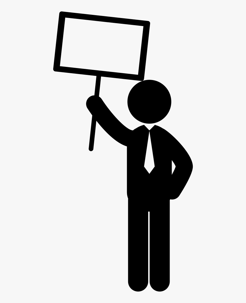 Man Holding A Signal Of Labor Strike Svg Png Icon Free - Man Speaking ...