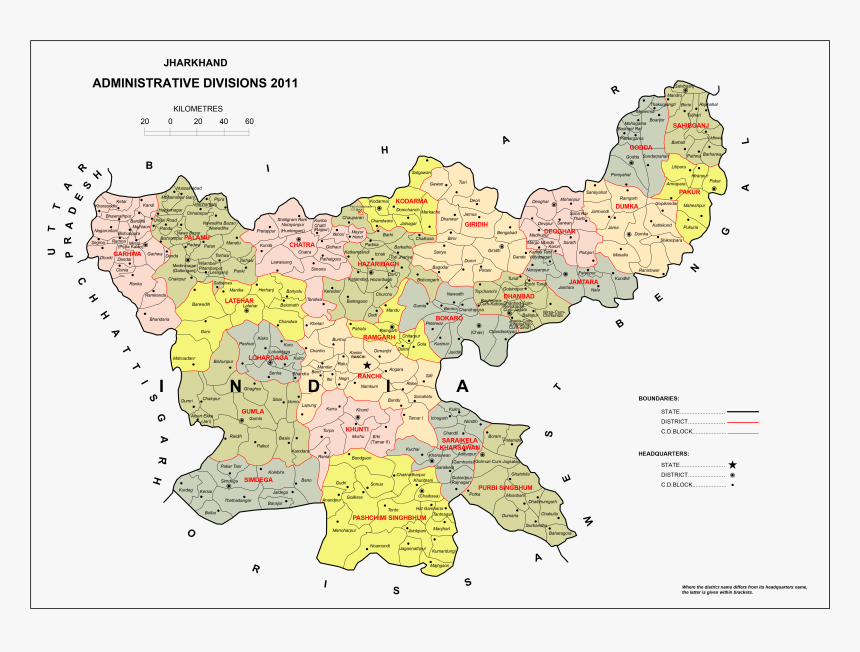 Political Map Of Jharkhand, HD Png Download , Transparent Png Image ...