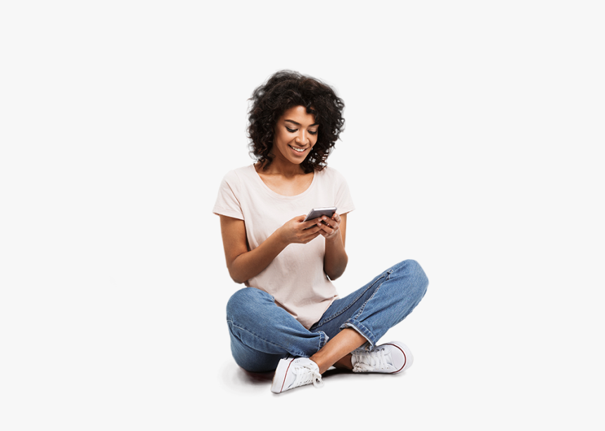 Girl Sitting With Mobile Png, Transparent Png , Transparent Png Image ...