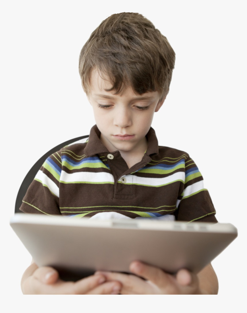 Kid With Ipad And Full Head - Kid Addicted To Ipad, HD Png Download ...