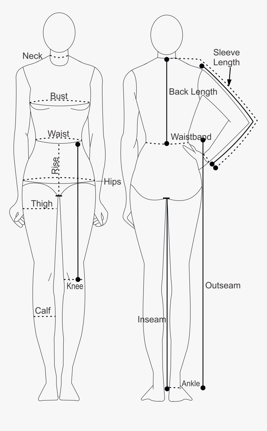 Printable Female Measurement Chart - Pattern, HD Png Download ...