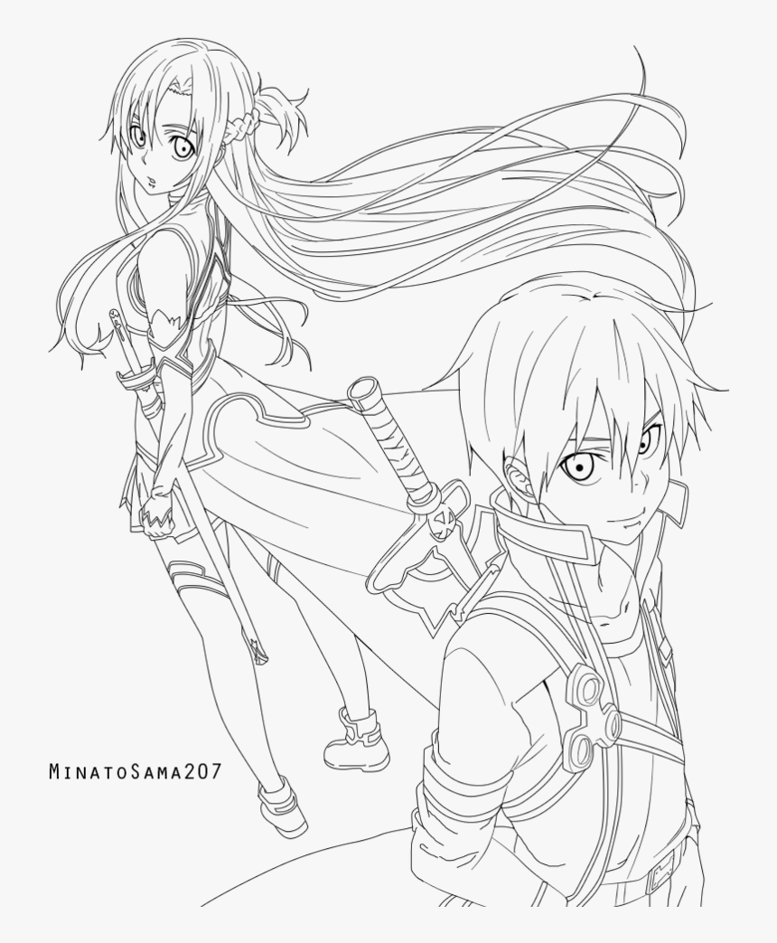 By Minatosama On Deviantart - Sword Art Online Lineart, HD Png Download ...