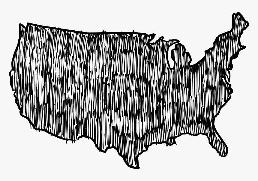 Map Of Usa Drawing 2 - Illustration, HD Png Download , Transparent Png ...