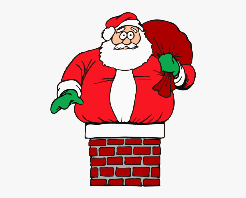 Father Christmas Stuck In Chimney Clipart , Png Download - Santa Stuck ...