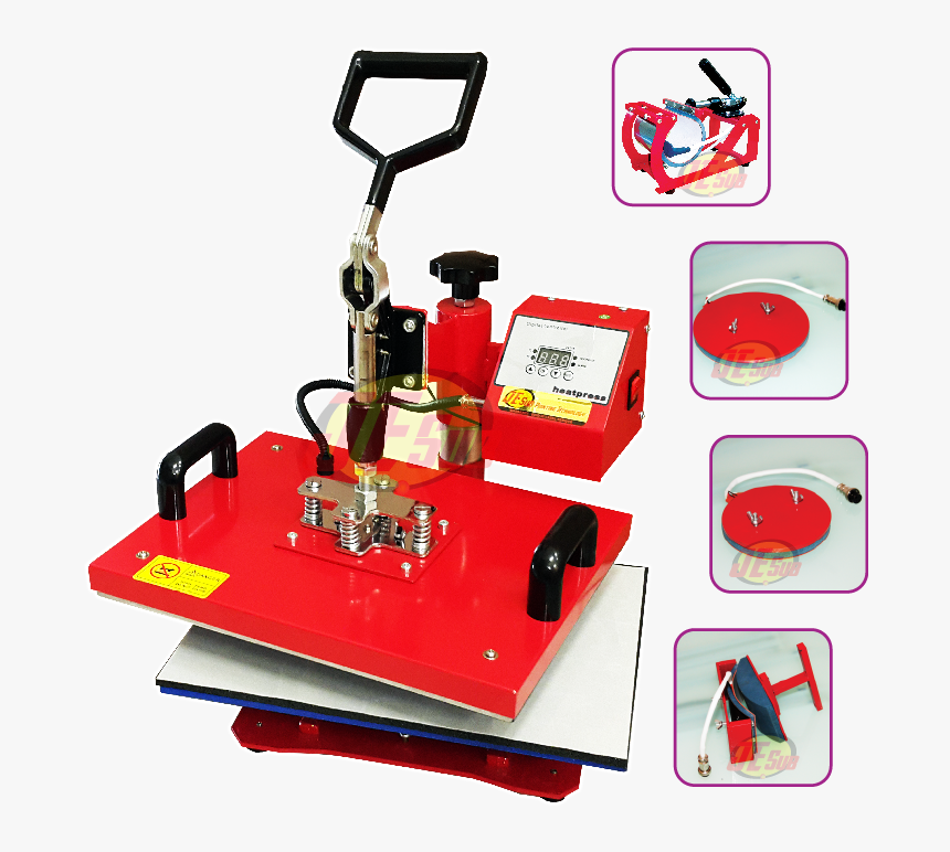 Red 5 In 1 Heat Press Machine, HD Png Download , Transparent Png Image ...
