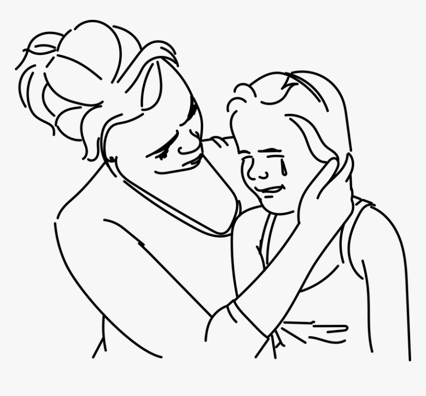 Transparent Crying Tears Clipart - Mother And Daughter Crying Drawing ...