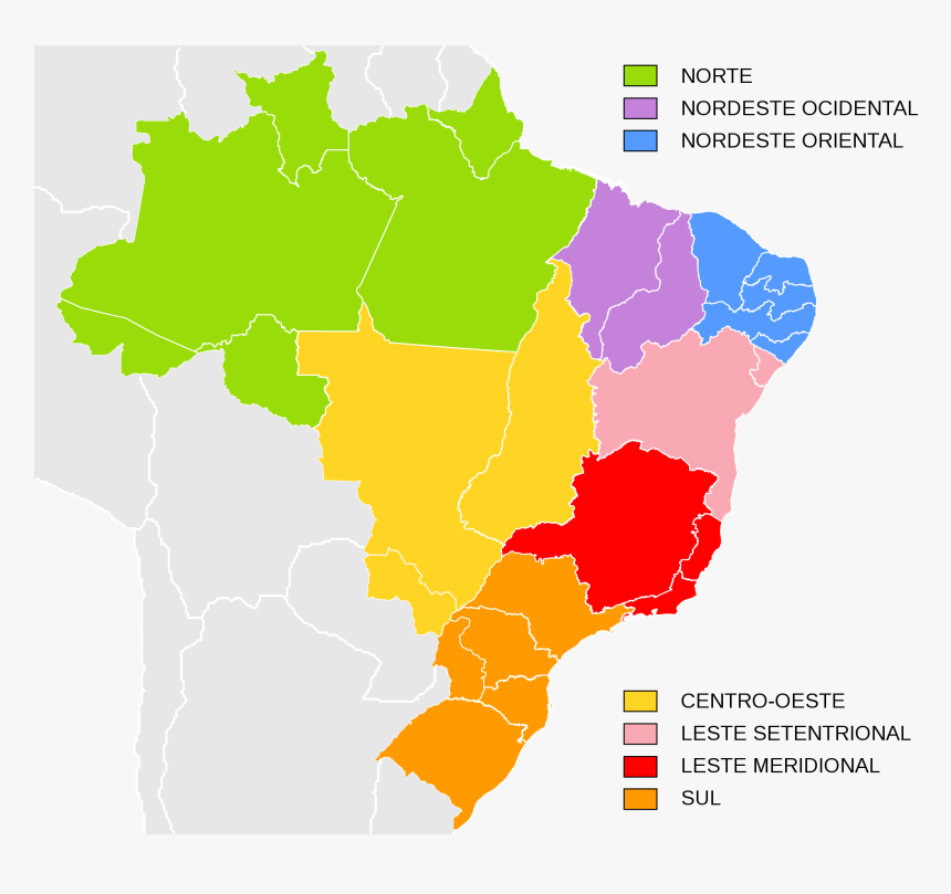 Transparent Mapa Do Brasil Png - Regions Of Brazil, Png Download ...
