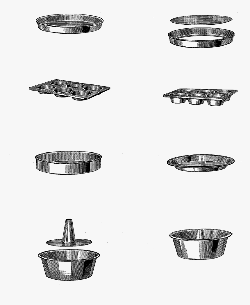Baking Kitchen Image Collage Bread Cake Pans Digital - Sketch, HD Png ...