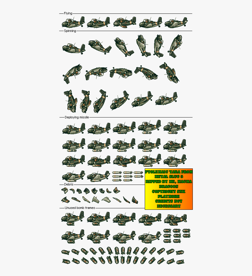 Metal Slug Helicopter Sprite Png - Metal Slug Flying Tara, Transparent ...