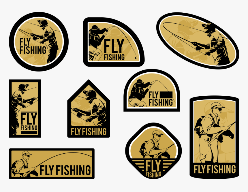 Man Fly Fishing Vector Labels - Emblem, HD Png Download , Transparent ...