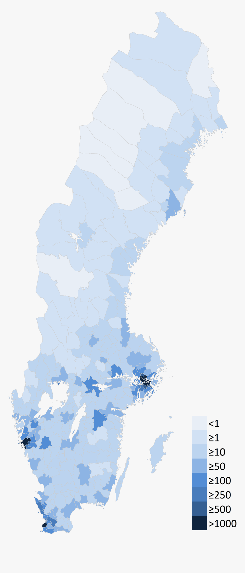 Swedish Population Density 2016 12 31 - Sverigekarta Landskap, HD Png ...