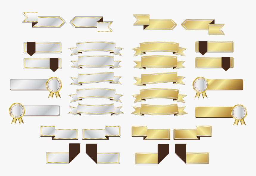Ribbon Clip Art Gold - Free Vector White Golden Ribbon, HD Png Download ...