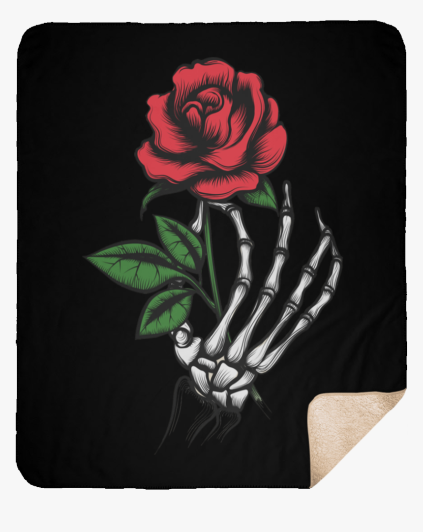 Skeleton Hand Rose Medium Premium Sherpa Blanket - Skeleton Hand And ...