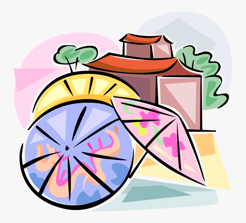 Vector Illustration Of Chinese Umbrella Or Parasol, HD Png Download ...
